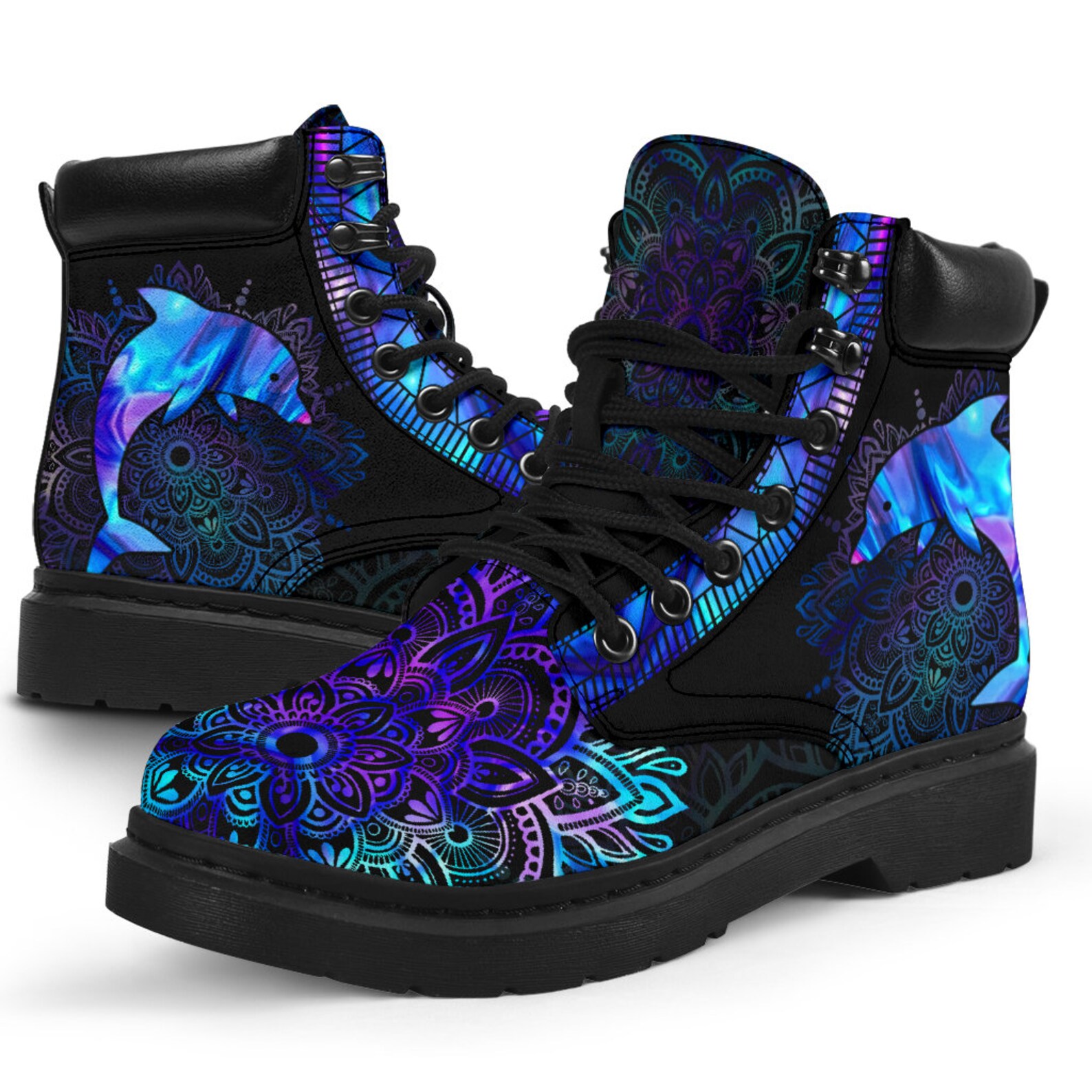 Dolphin Hologram Style All Season Boots Spring Boots Skull - Etsy