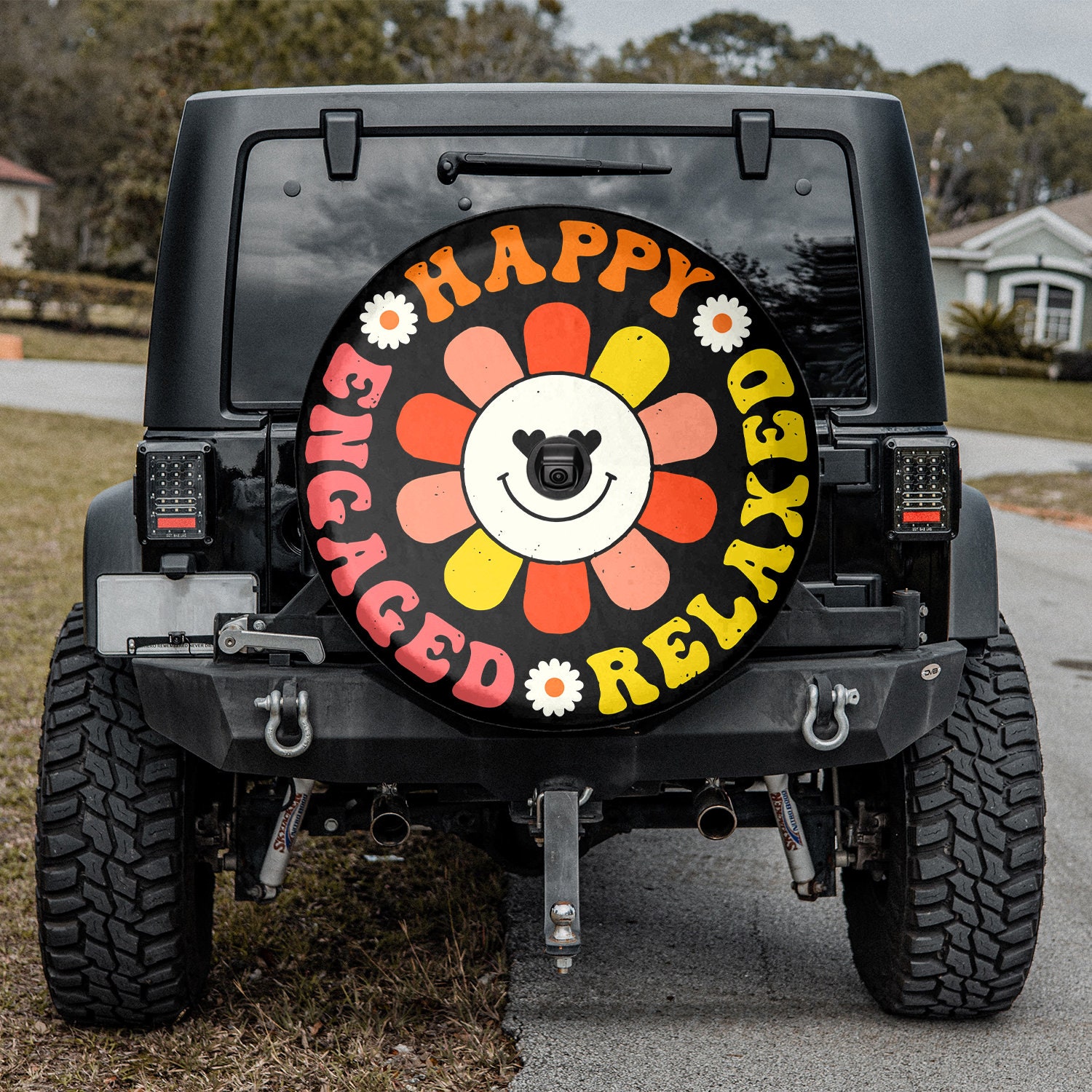Happy Relaxed Engaged Smiley Face Spare Tire Cover With Or Etsy