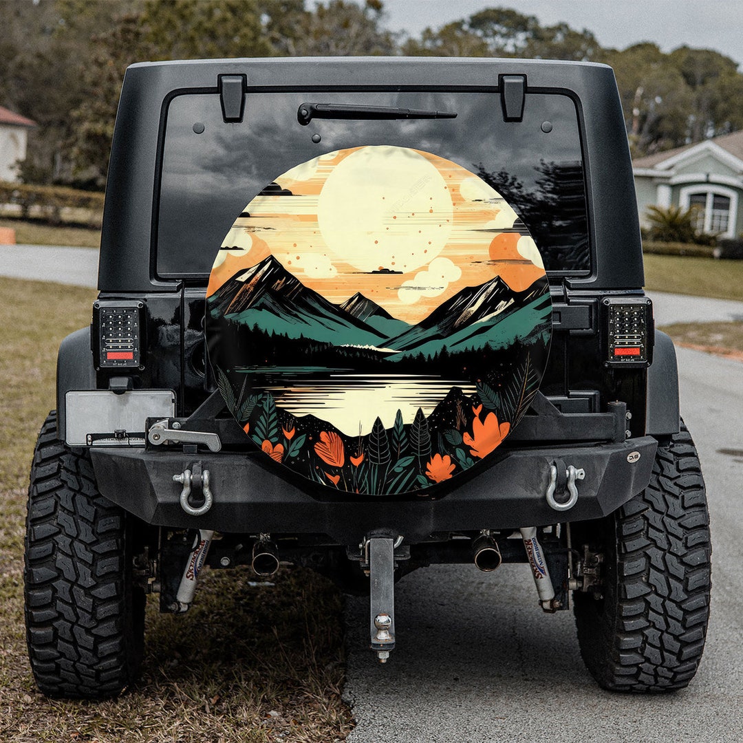 Retro Sunset Rays Wavy Spare Tire Cover With or Without Camera Hole ...