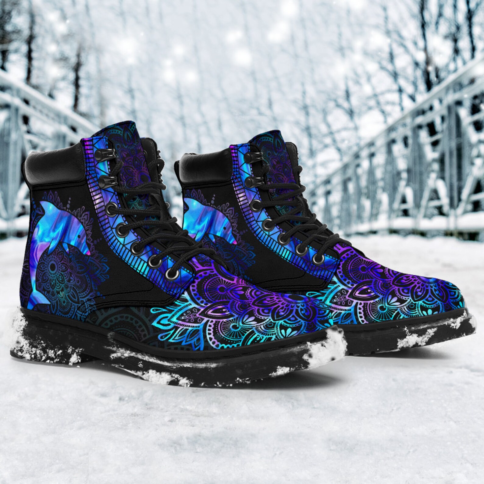 Dolphin Hologram Style All Season Boots Spring Boots Skull - Etsy