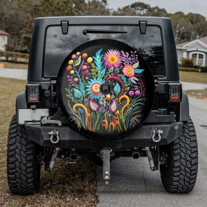 Faux Embroidery Spare Tire Cover, Wildflower Spare Tire Cover ...