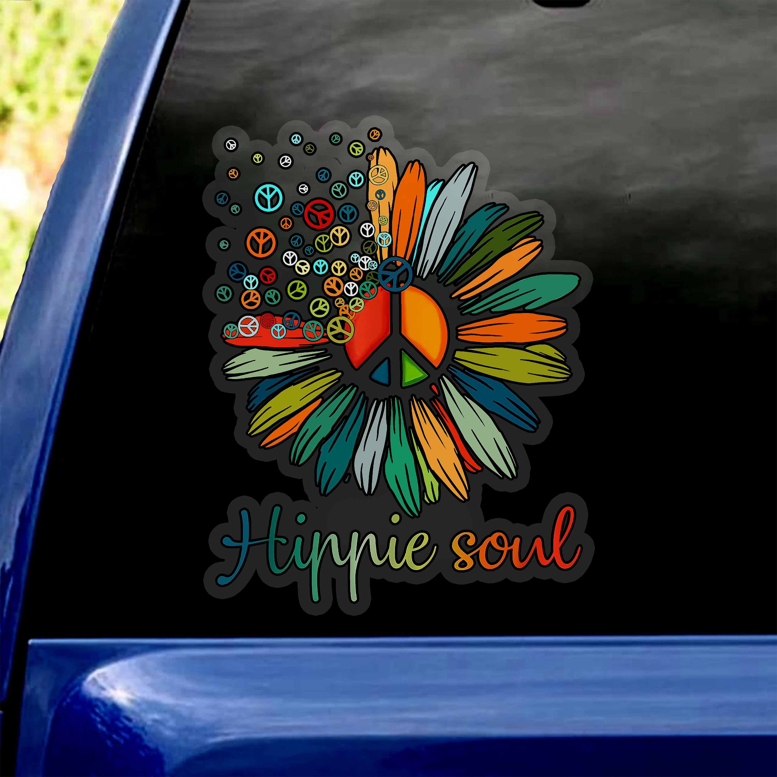 Hippie Soul Flower Power Peace Sign Car Decal Wildflower Peace Sign Decal Peace Window Decal For Car Hippie Floral Peace Sign Decal