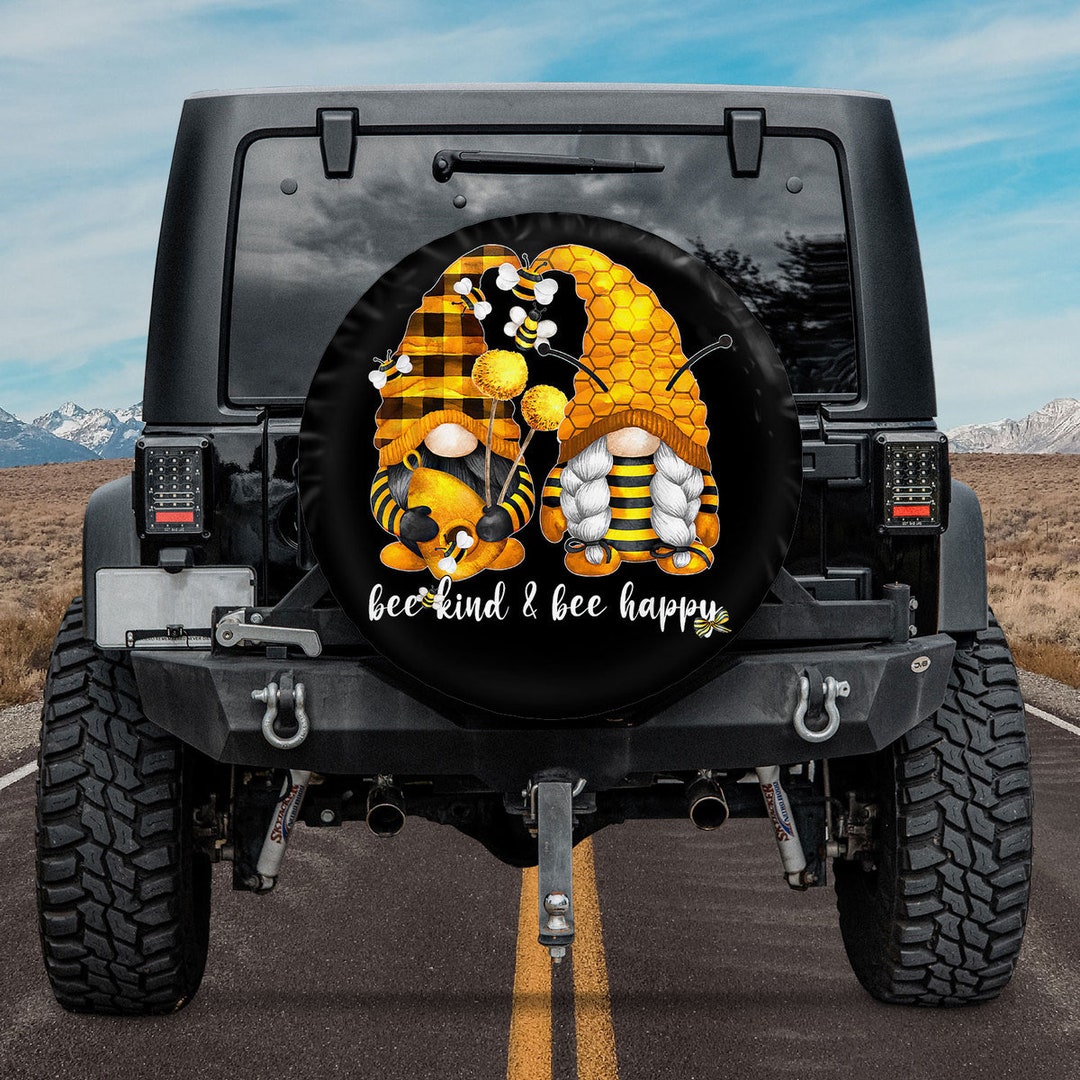 Bee Kind and Bee Happy Spare Tire Cover, Bumble Bee Gnomes, Sunflowers ...