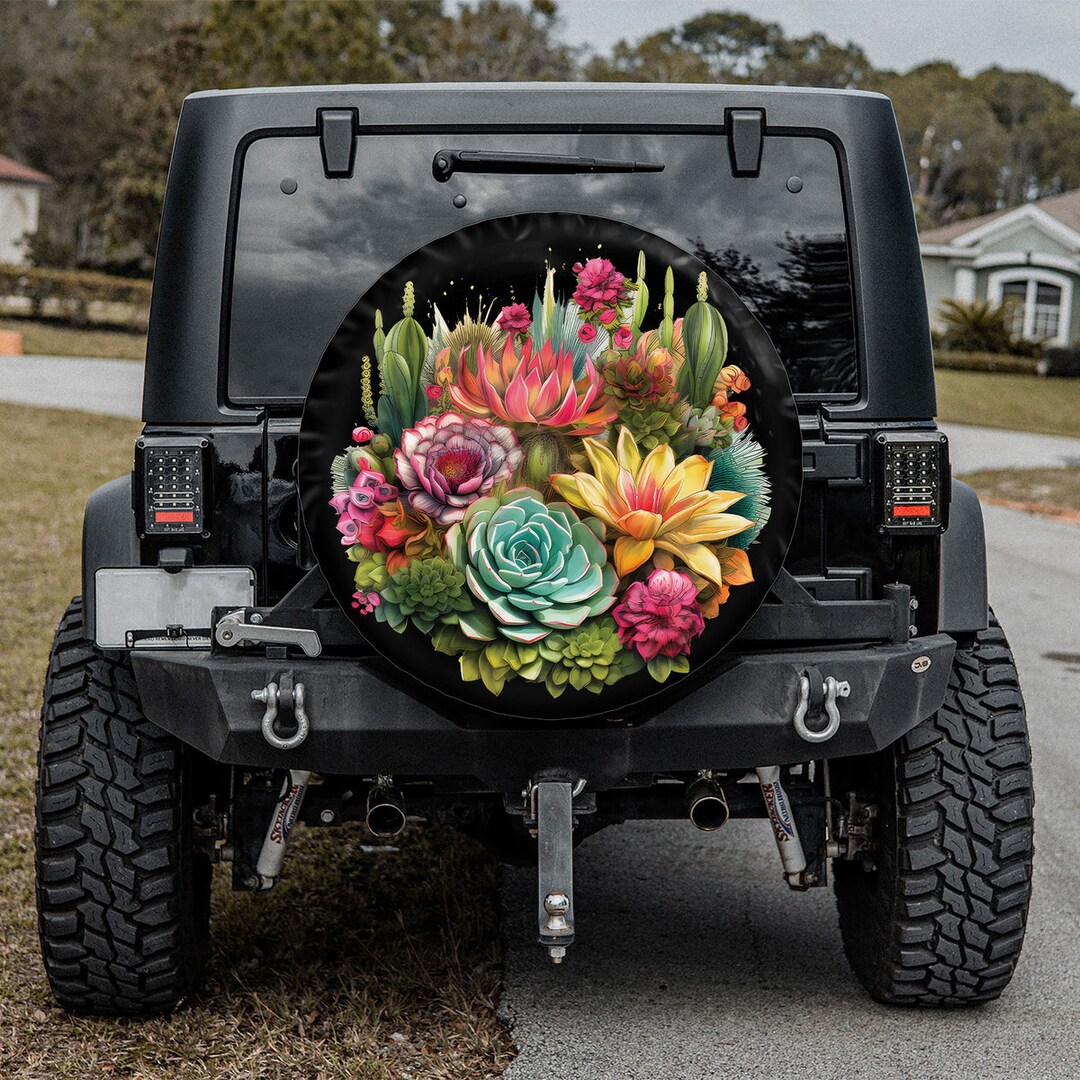 Succulent and Cactus Garden Spare Tire Cover, Custom Tire Cover ...