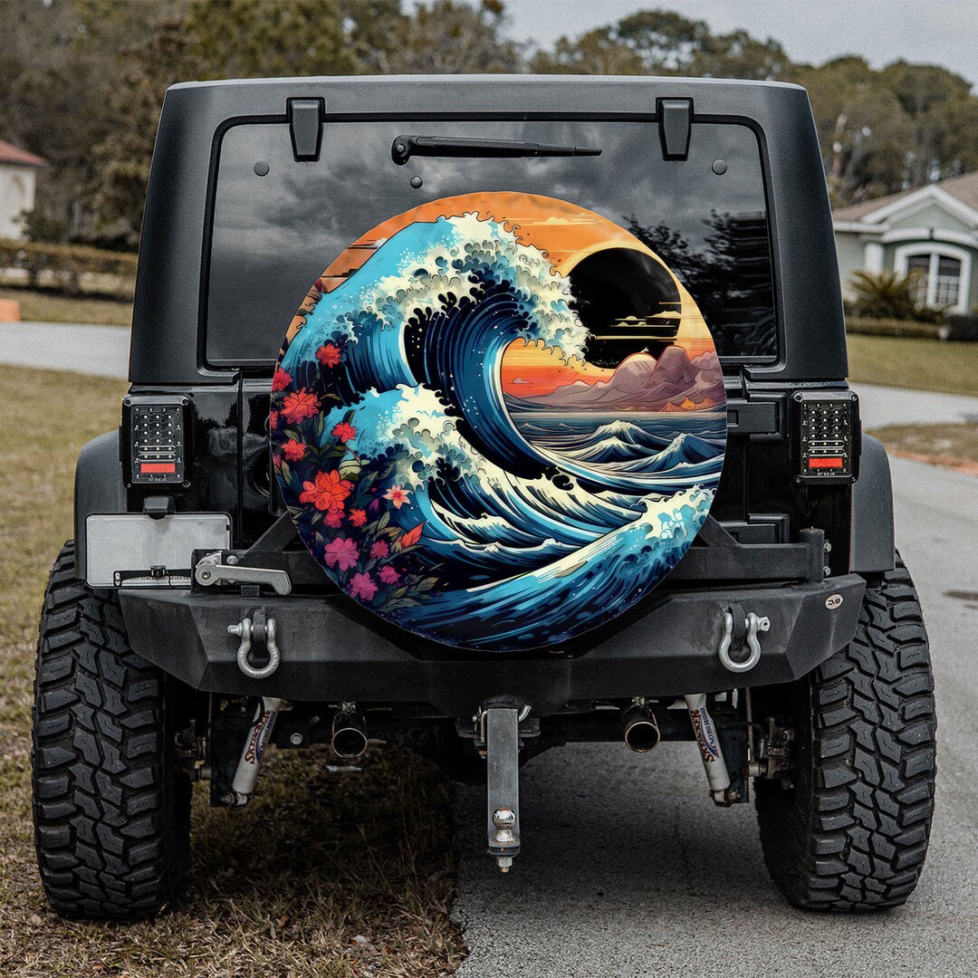Nature Sunset Wave Spare Tire Cover, Custom Tire Cover, Personalized ...