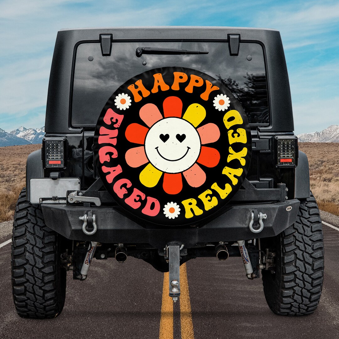 Happy Relaxed Engaged Smiley Face Spare Tire Cover With Or Etsy
