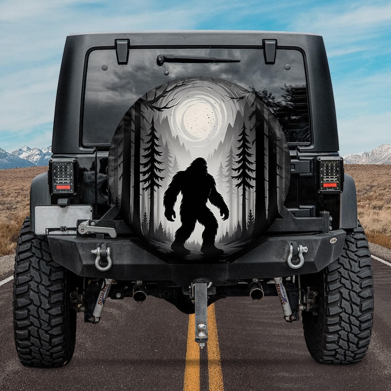 Bigfoot Spare Tire Cover, Sasquatch Tire Cover, Cryptid Tire Cover ...