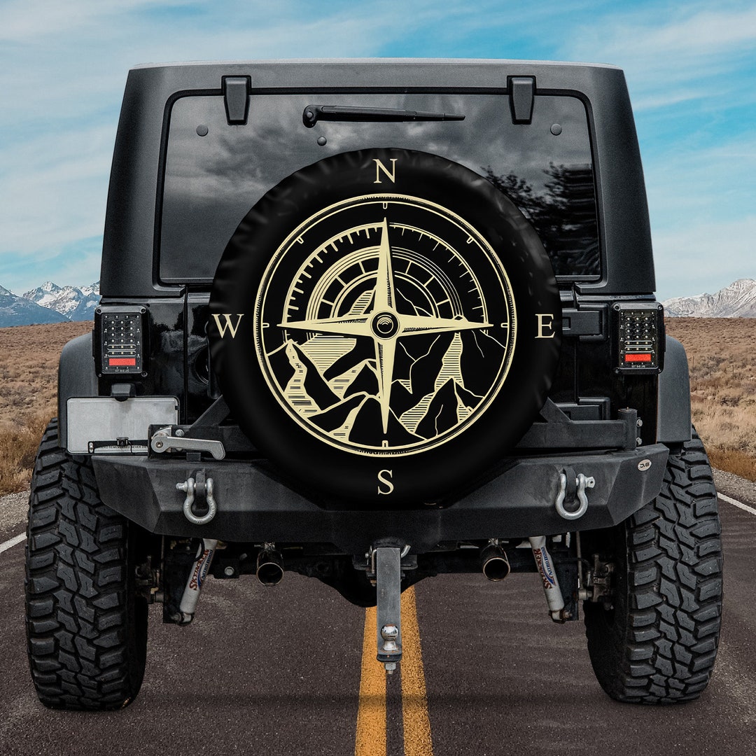 Gold Mountain and Compass Spare Tire Cover, Custom Tire Cover ...