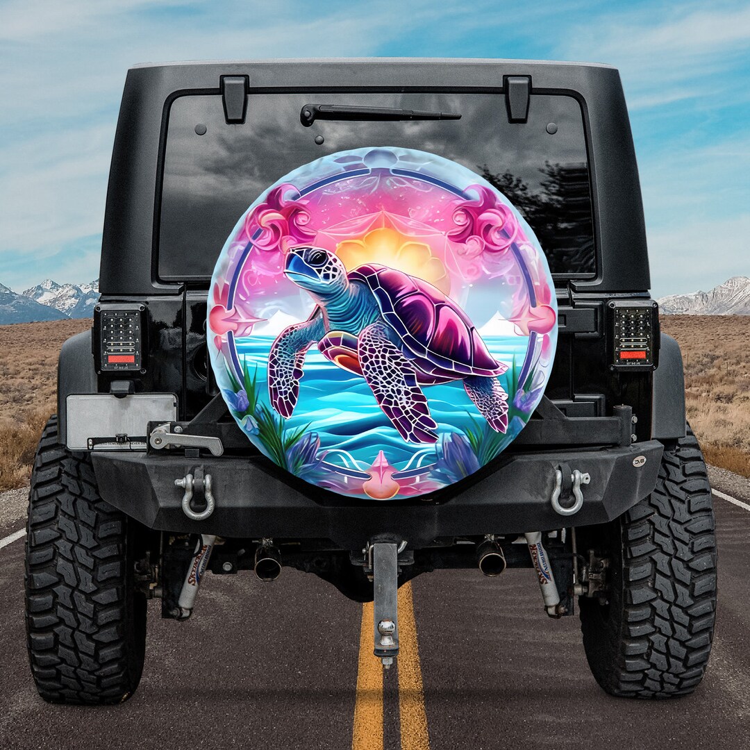 Colorful Mandala Sea Turtle Spare Tire Cover With Camera Hole, Sea ...