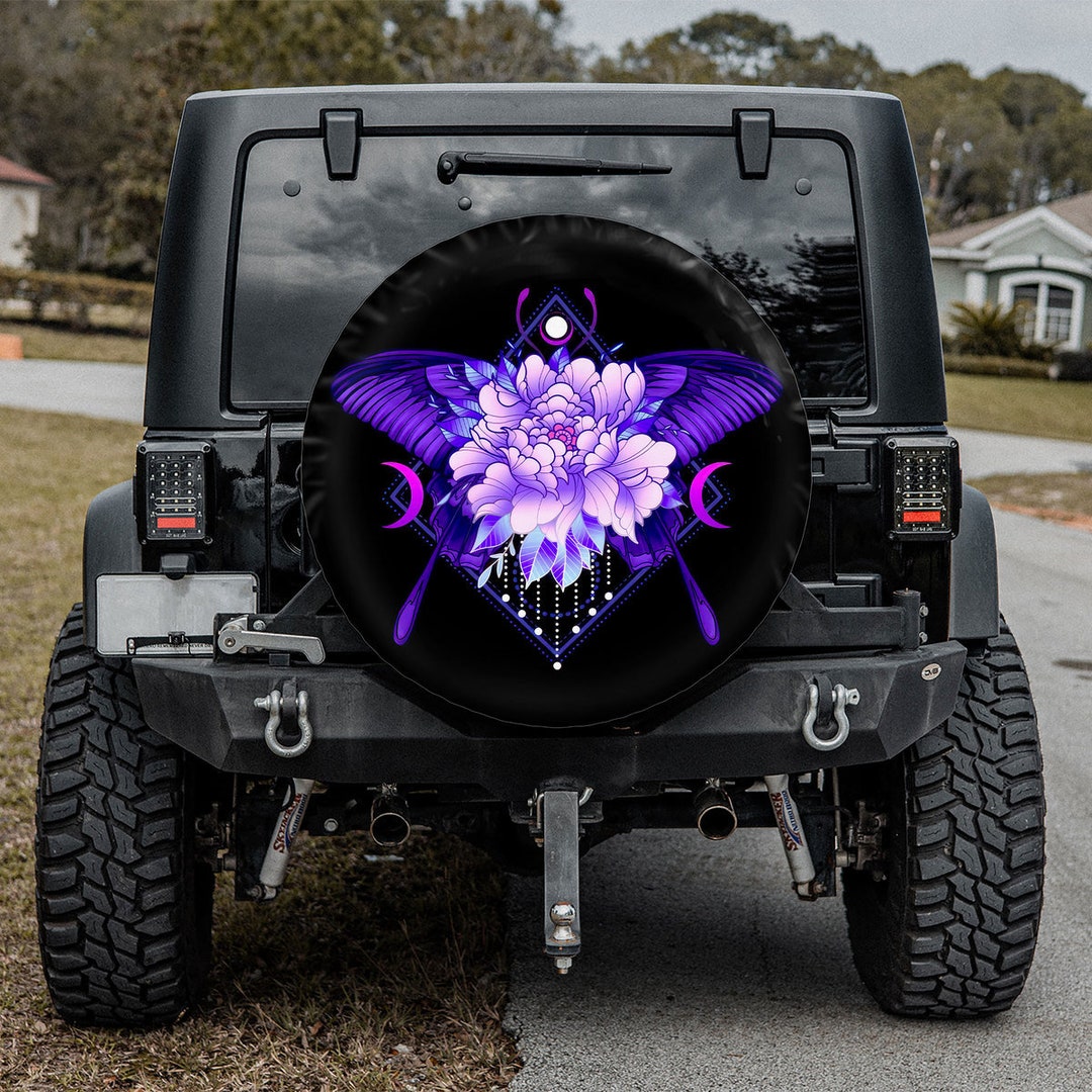 Peony Butterfly Geometric Spare Tire Cover Butterflies And Flowers