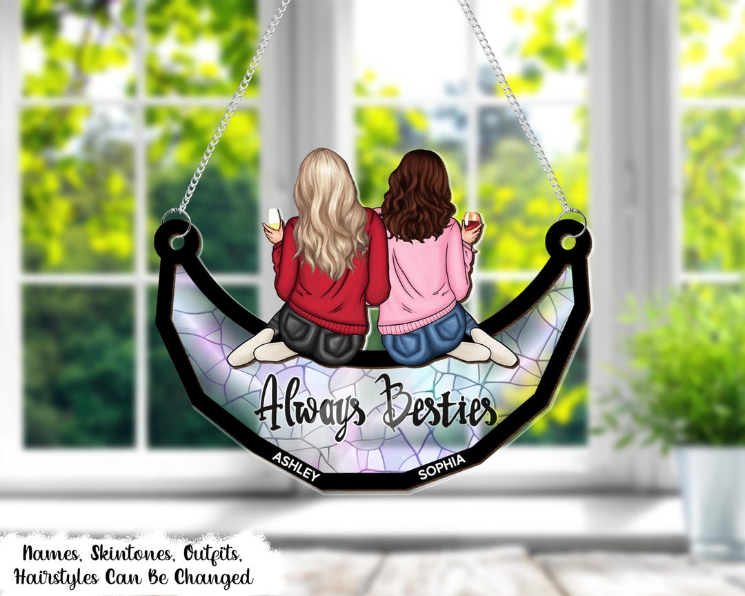 Personalized Window Hanging Suncatcher, Besties Keepsake Gift ...