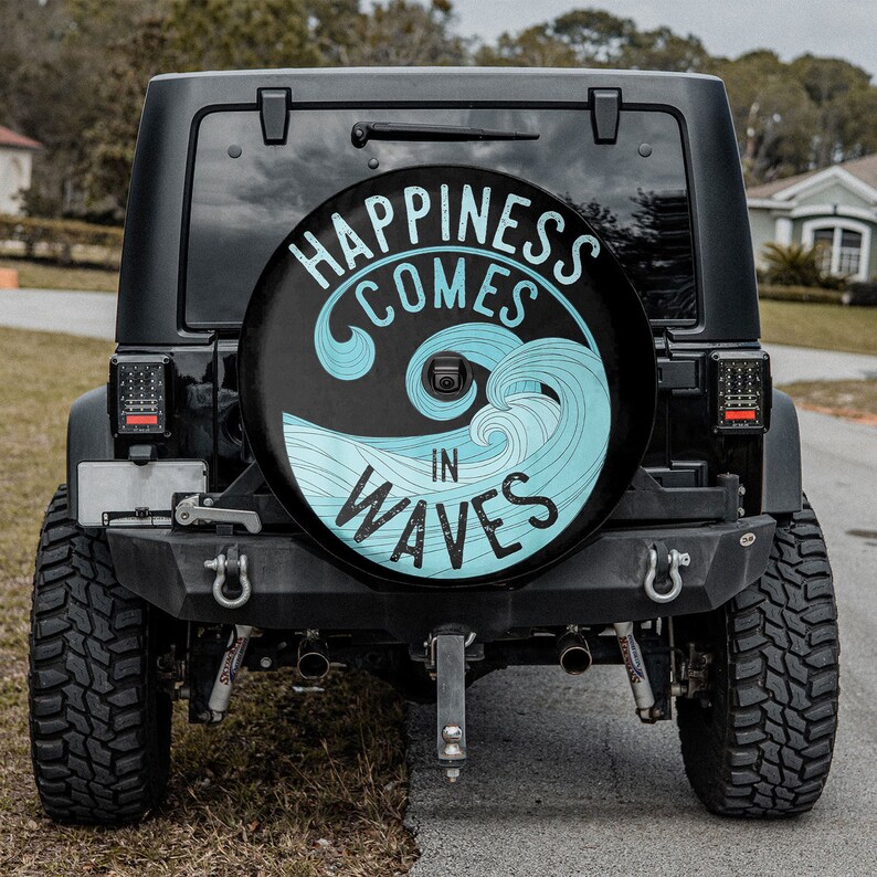 Happiness Comes in Waves Spare Tire Cover Tire Cover Ocean - Etsy