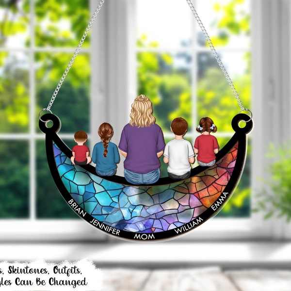 Personalized Glass Suncatcher Mom - Etsy