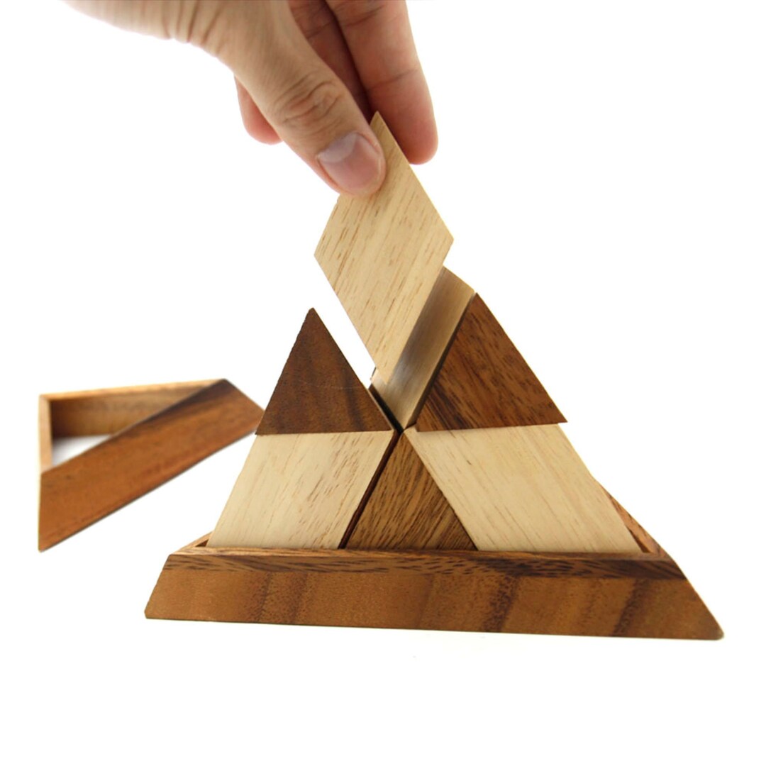 Unique Hand Made Wooden Puzzles Triangle Pyramid Tangram 3D - Etsy