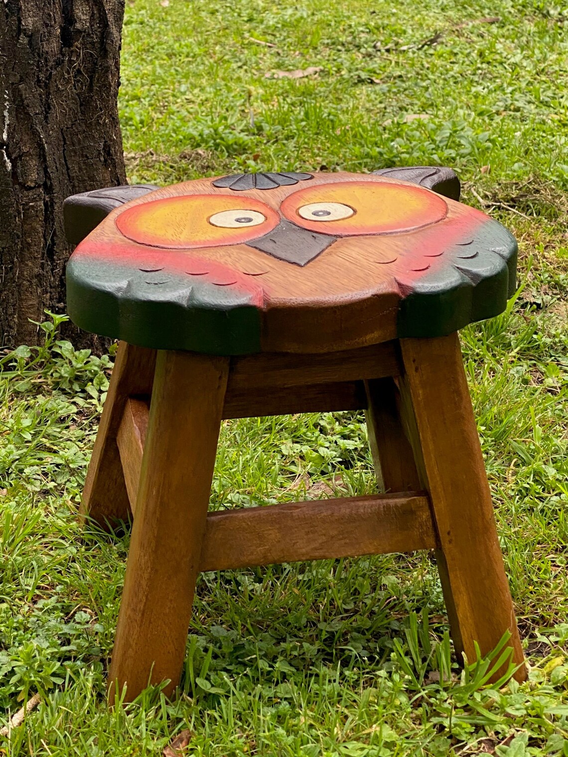 Hand Carved Children's Chair Stool Wooden OWL Theme | Etsy