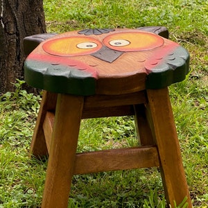 Hand Carved Children's Chair Stool Wooden OWL Theme - Etsy Australia