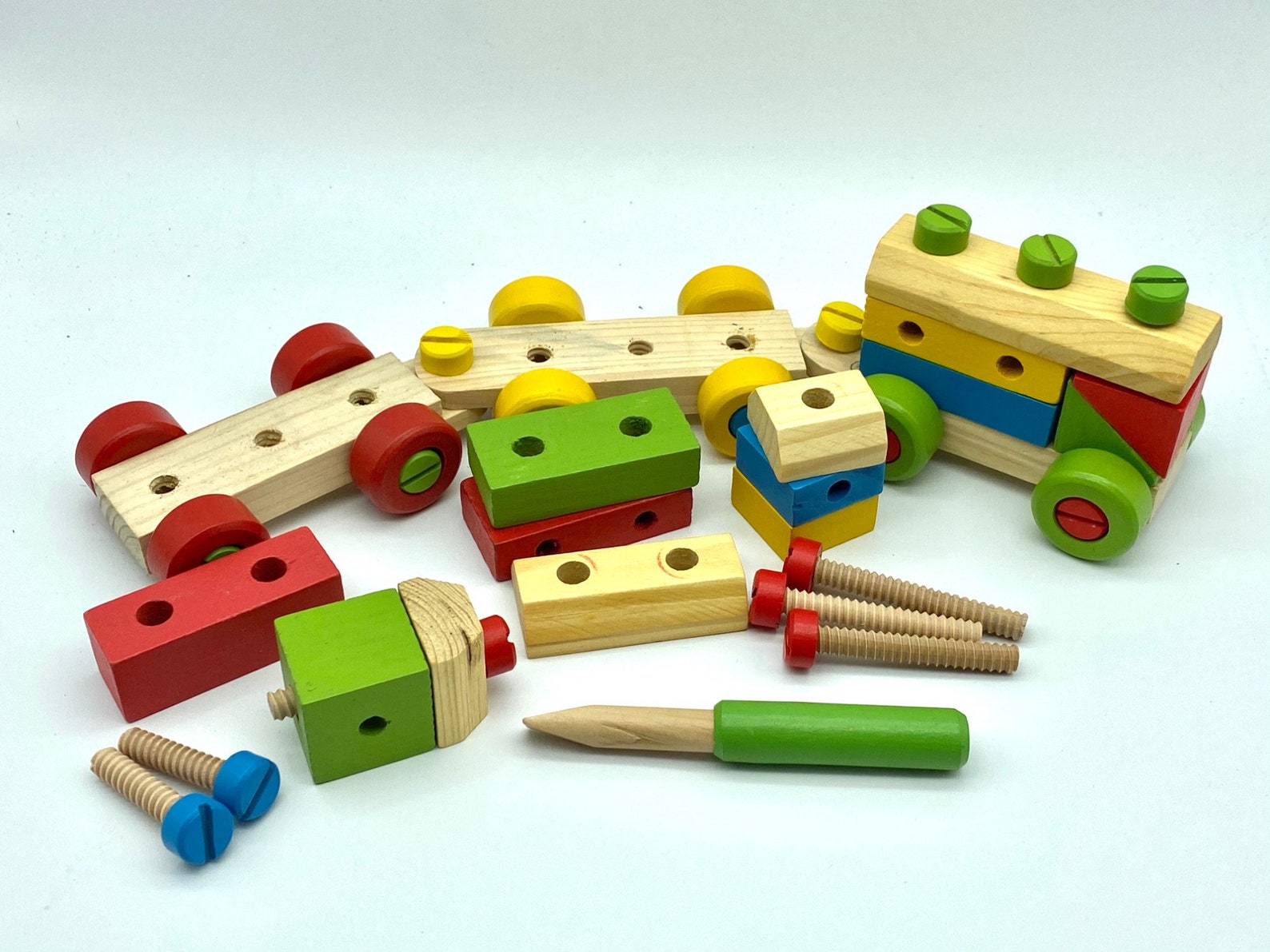 Wooden Train With Puzzle Shapes Stacking-52 Pieces - Etsy Australia