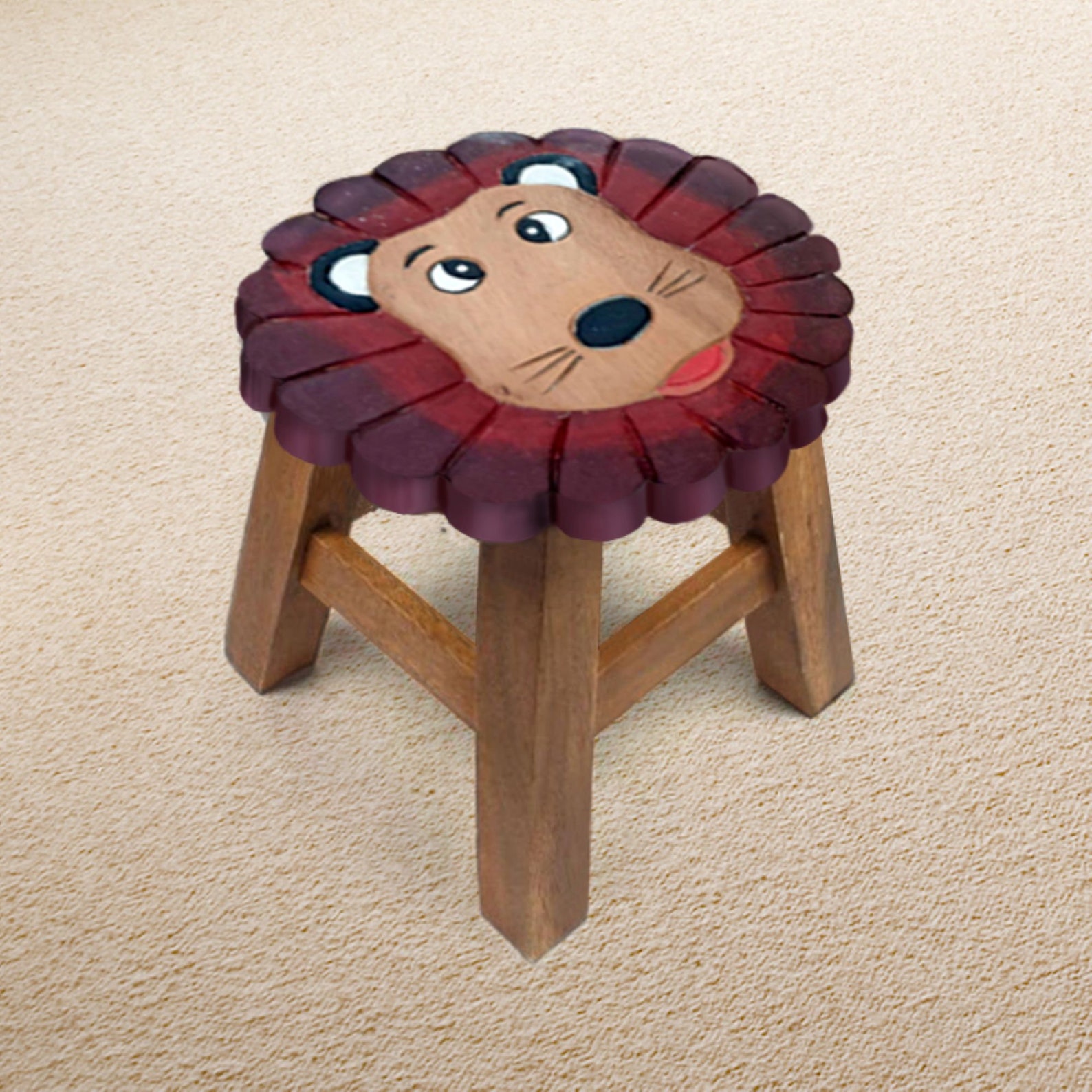 Children's Chair Stool Wooden Lion Theme - Etsy