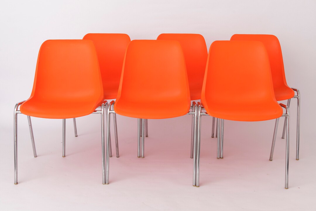 Set of 6 Vintage Plastic Chairs, German Origin, 1970s - Etsy