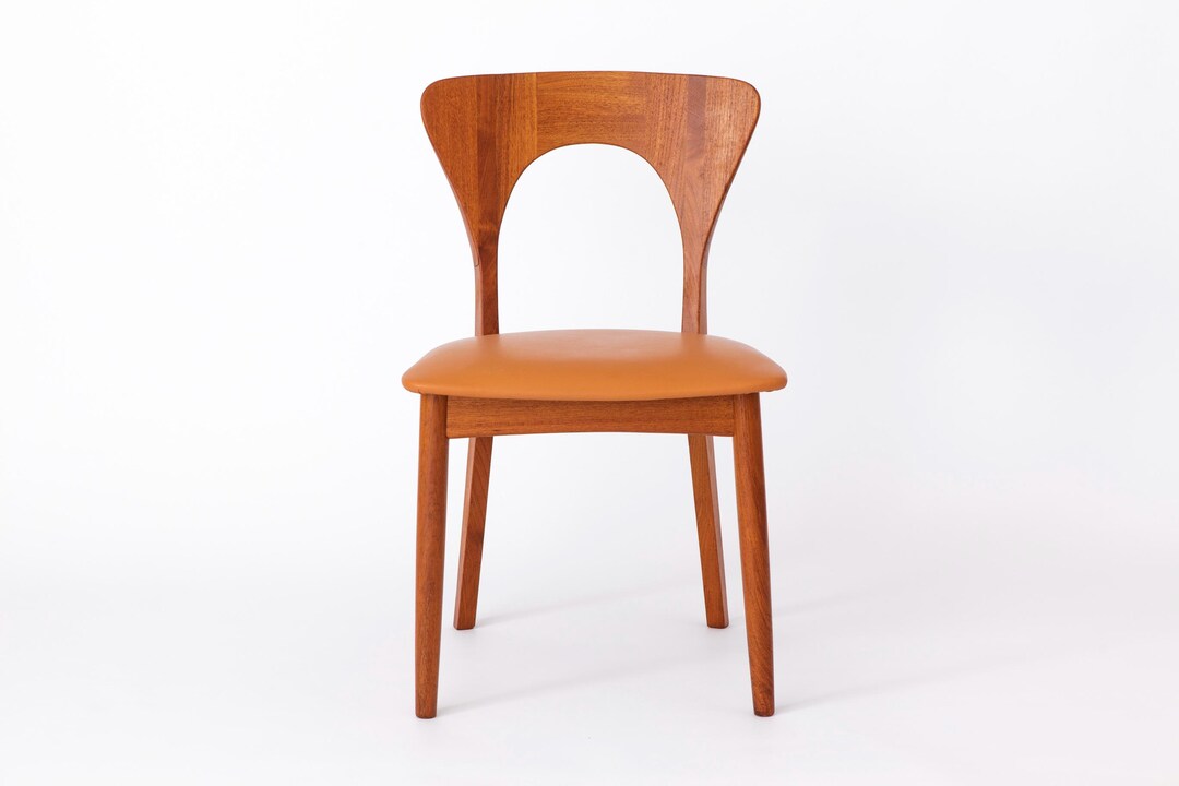 1 of 2 Vintage Niels Koefoed “peter” Chair – 1960s Teak & Cognac ...