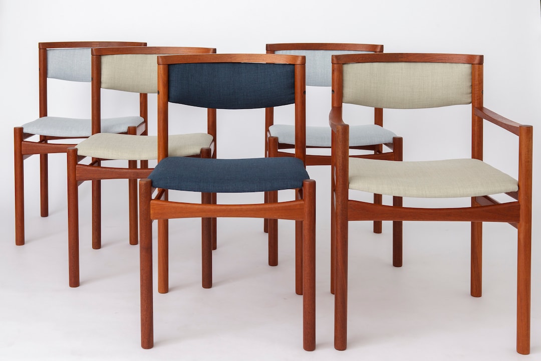 Set of 5 Teak Dining Chairs by SAX, Denmark – 1960s, Newly Upholstered ...