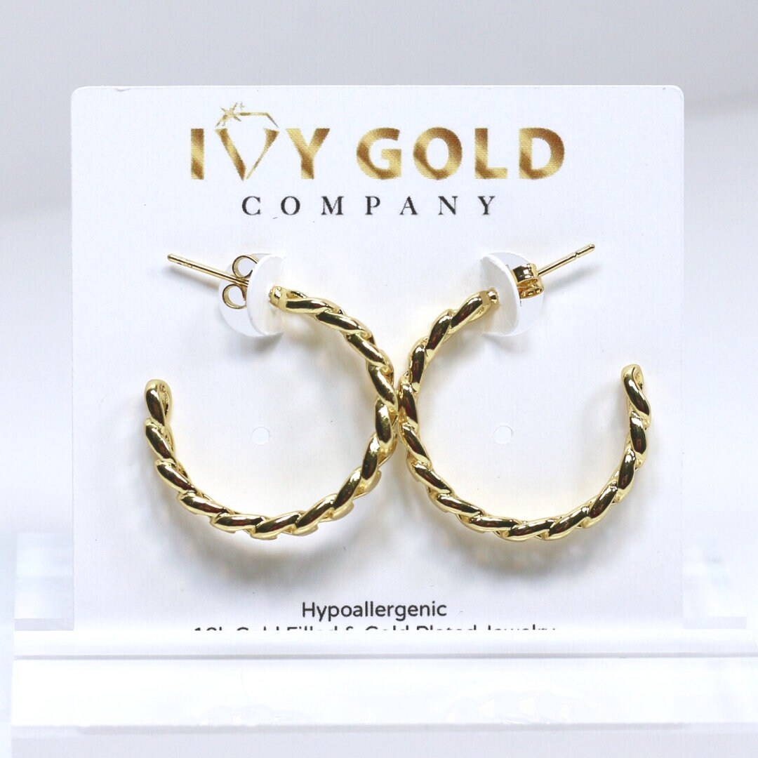 Gold Chain Link Hoops, Curb Link, Gold Link Hoops, 18k Gold Plated ...