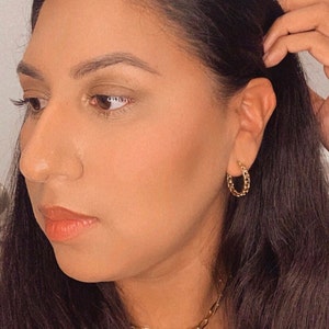Gold Chain Link Hoops, Curb Link, Gold Link Hoops, 18k Gold Plated ...