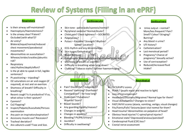 Review of Systems (filling in an Eprf) - Etsy