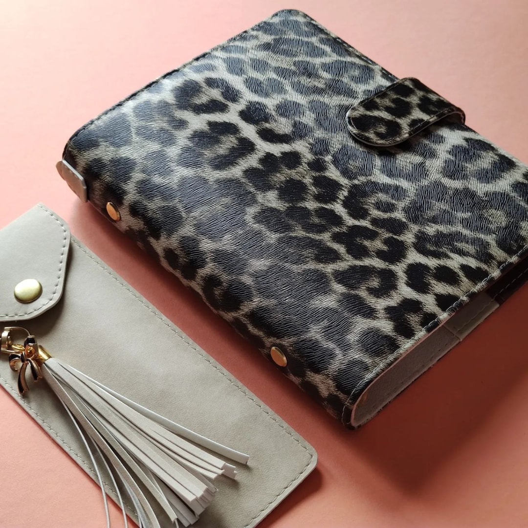 Leopard Print A6 Planner Binder: Handmade 6-ring Agenda Accessory Set ...