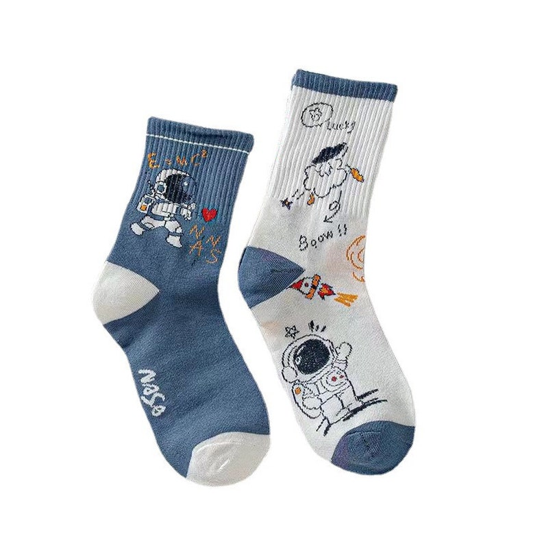 Ins Space Astronaut Cartoon Socks Printing Lovely Long Socks - Etsy
