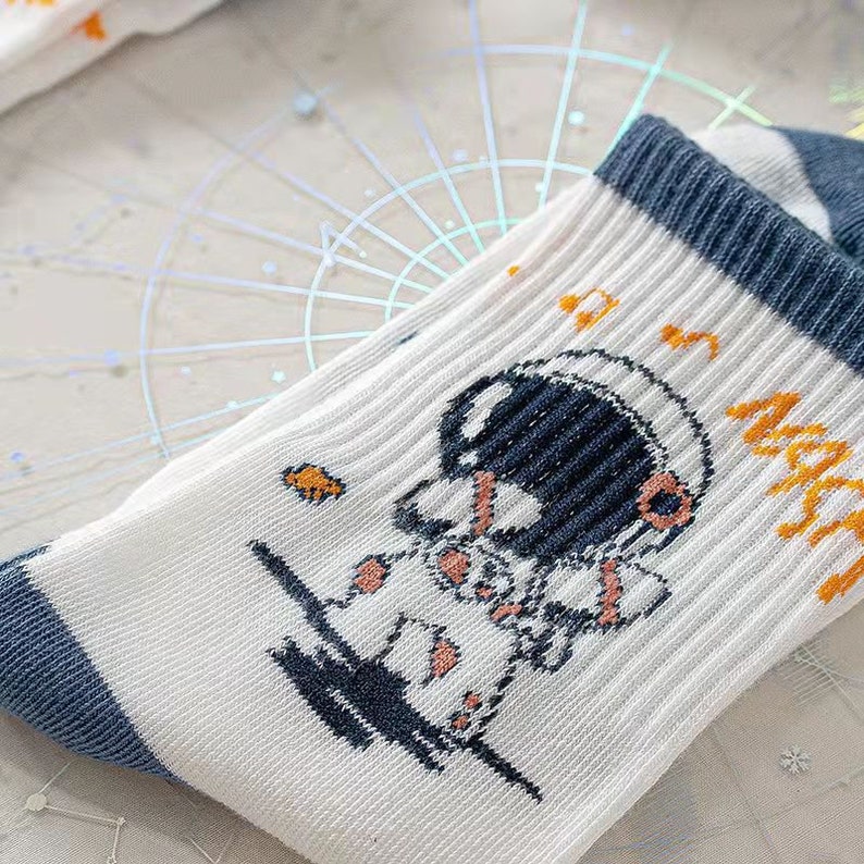 Ins Space Astronaut Cartoon Socks Printing Lovely Long Socks - Etsy