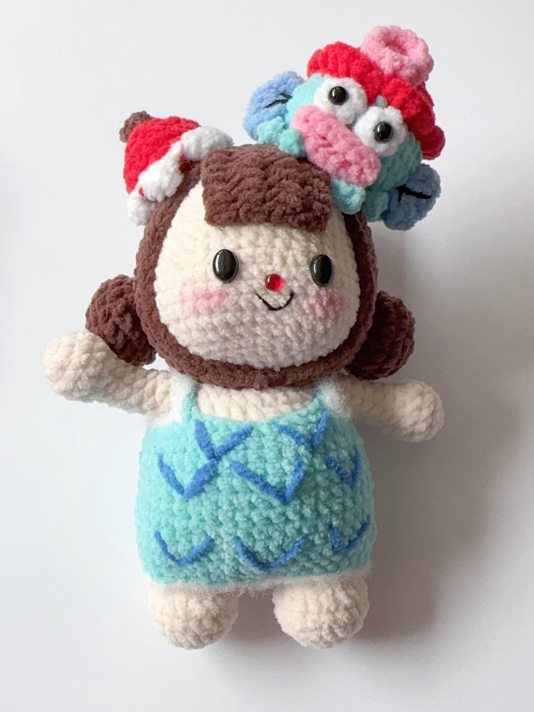 Cute Handmade Crochet Dolls, Duoduo Girl With Fishman Outfit, Piglet ...