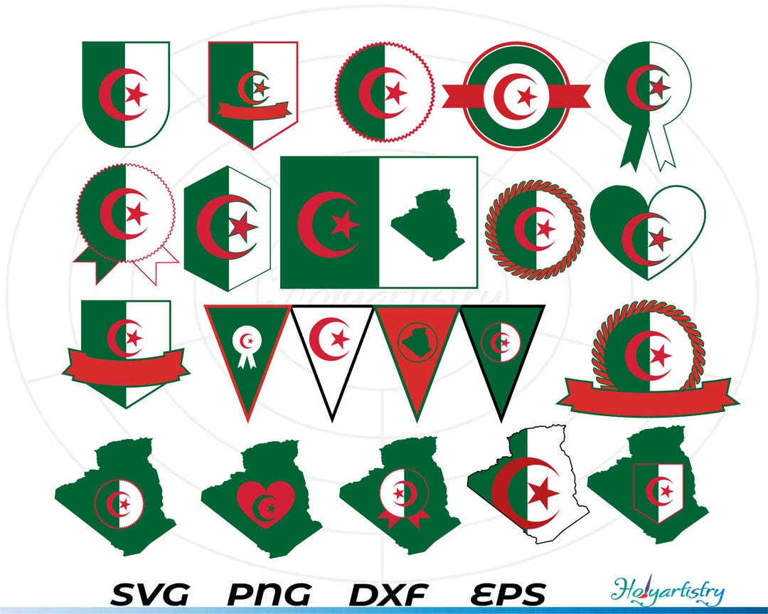 Algeria Flag Svg, Algeria Bundle, Algeria Waving Flag, Love Algeria ...