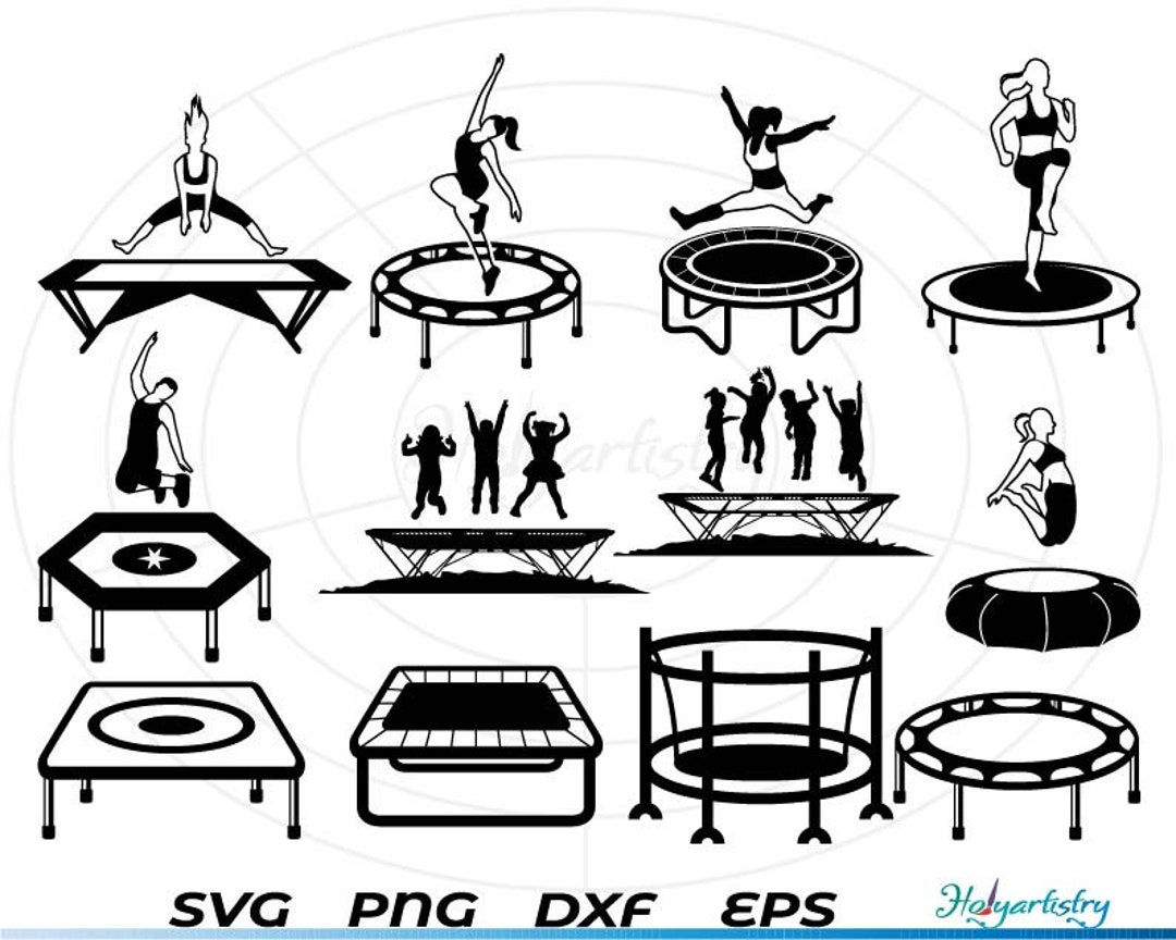 Trampoline SVG, Trampoline Silhouette, Kids Jumping Svg, Jumping Svg ...