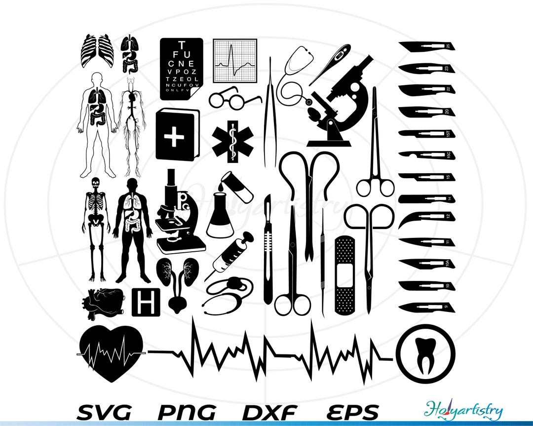 Medical Tools Clipart SVG Bundle Doctor Nurse Hospital Silhouette ...