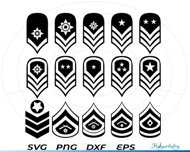 Army Enlisted Rank, Insignia SVG, Ranking Clipart Cut File, Cricut ...