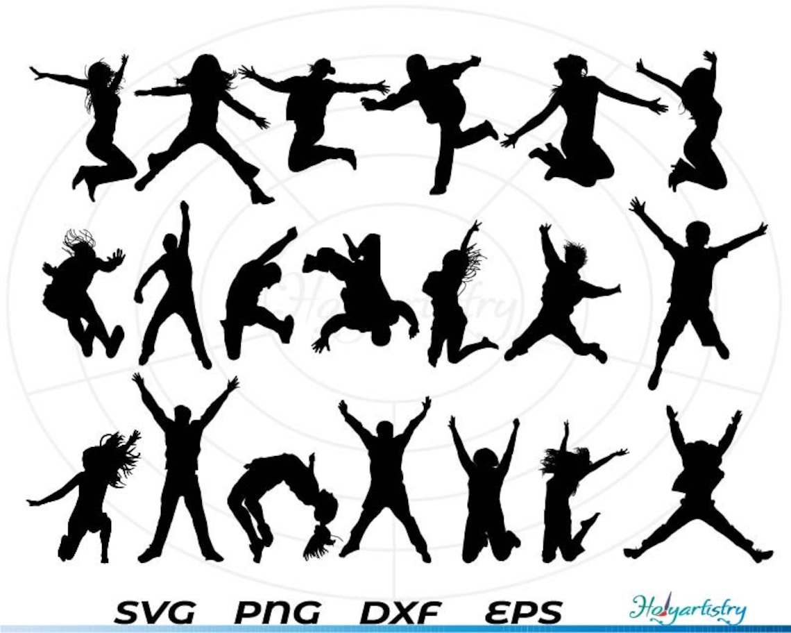 Jumping Svg, SVG Files for Cricut, Jump SVG, Jump Silhouette, Happy SVG ...