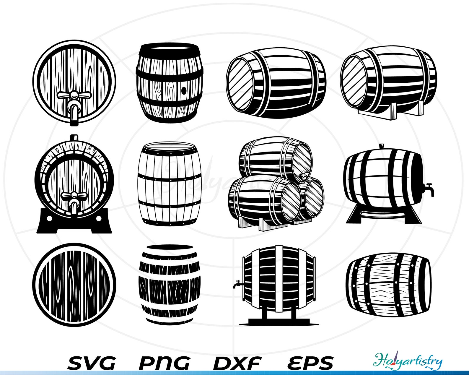 Barrel SVG Bundle, Barrel Clipart, Wooden Barrel Svg, Barrel Silhouette ...