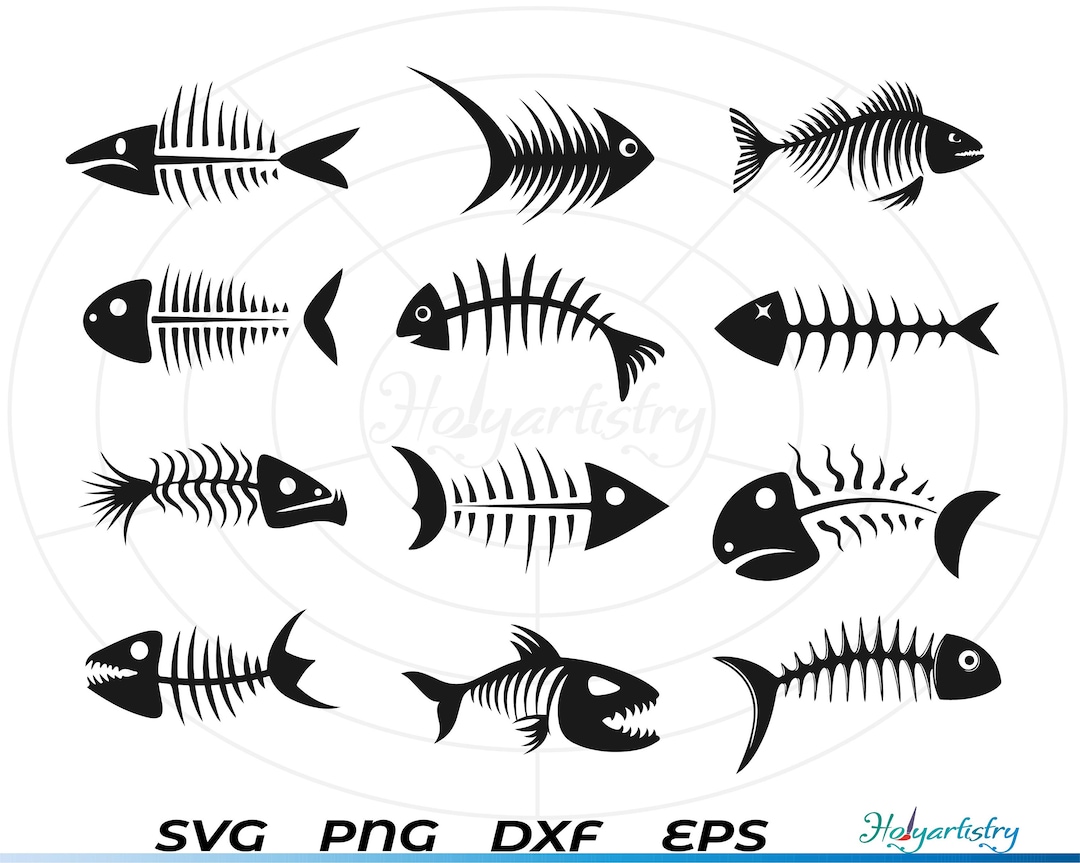 Fish Bone Svg, Fishbone Svg, Fish Svg, Fish Skull Svg, Clipart, Cut ...