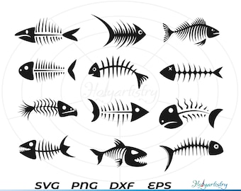Fish Bone Svg, Clipart, Cut Files for Silhouette, Vector, Dxf, Eps, Png ...
