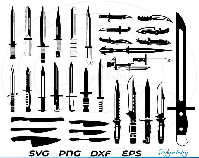 40 Messer SVG Bundle,Messer Clipart,Messer DXF,Messer Vektor,Messer png ...