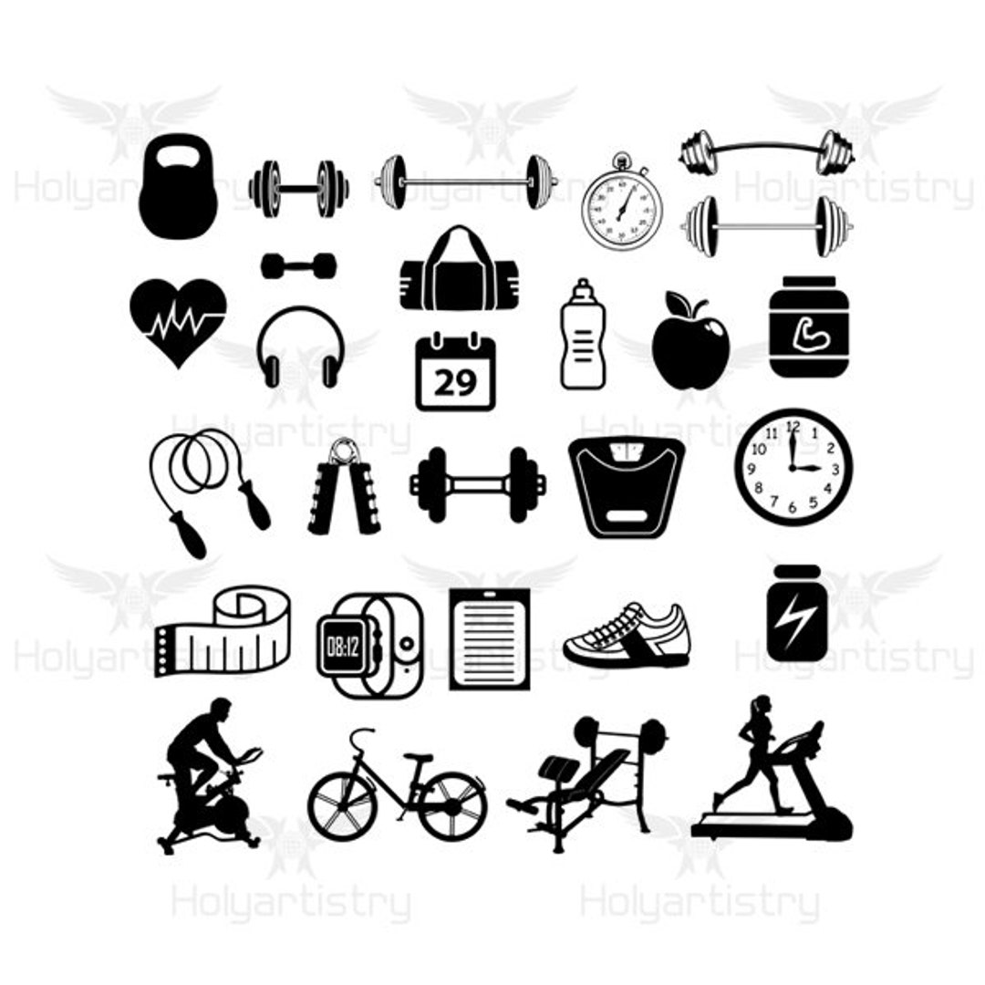 Gym SVG, Gym Instruments Cricut, Dumbbell Vector, Barbell Silhouette ...