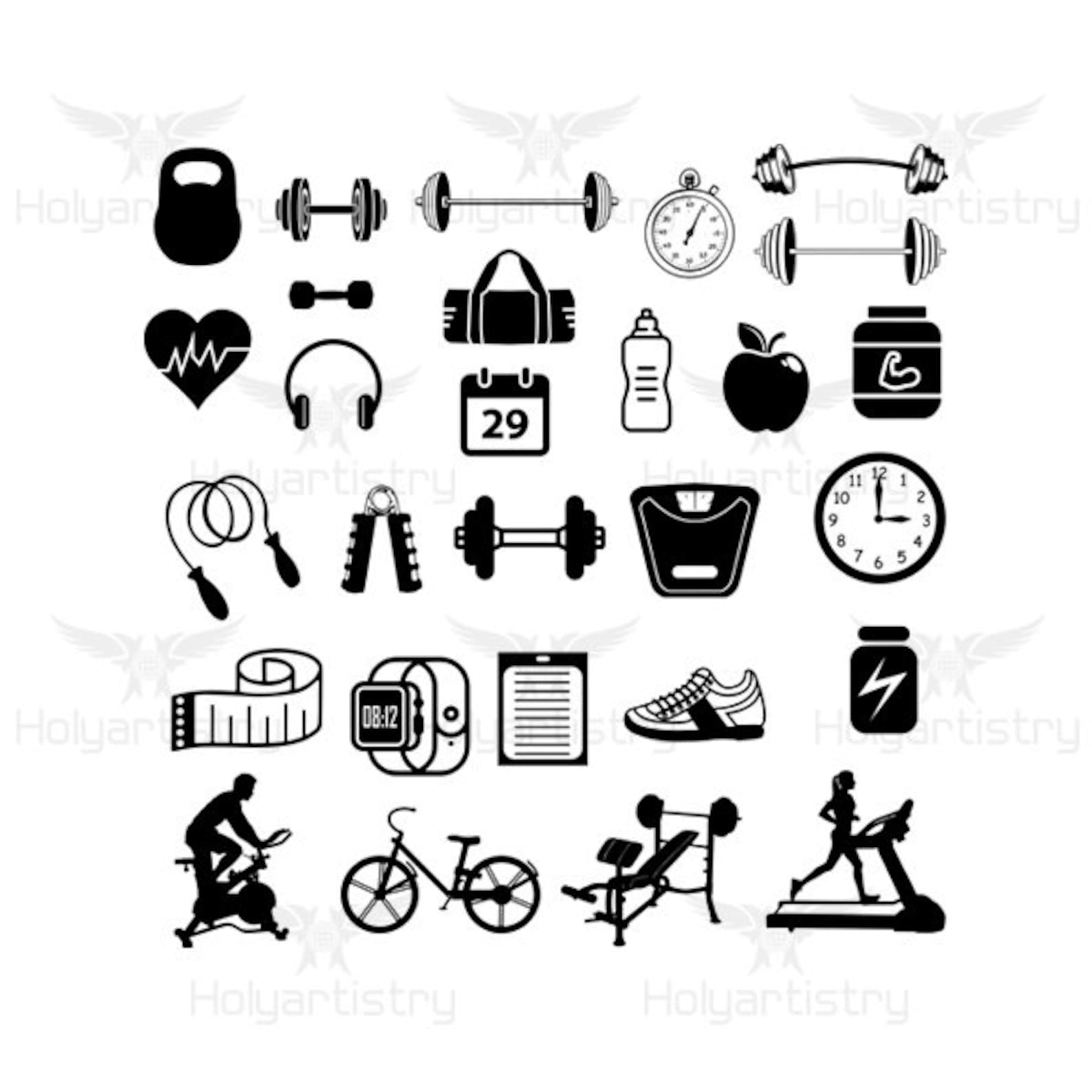 Gym SVG, Gym Instruments Cricut, Dumbbell Vector, Barbell Silhouette ...