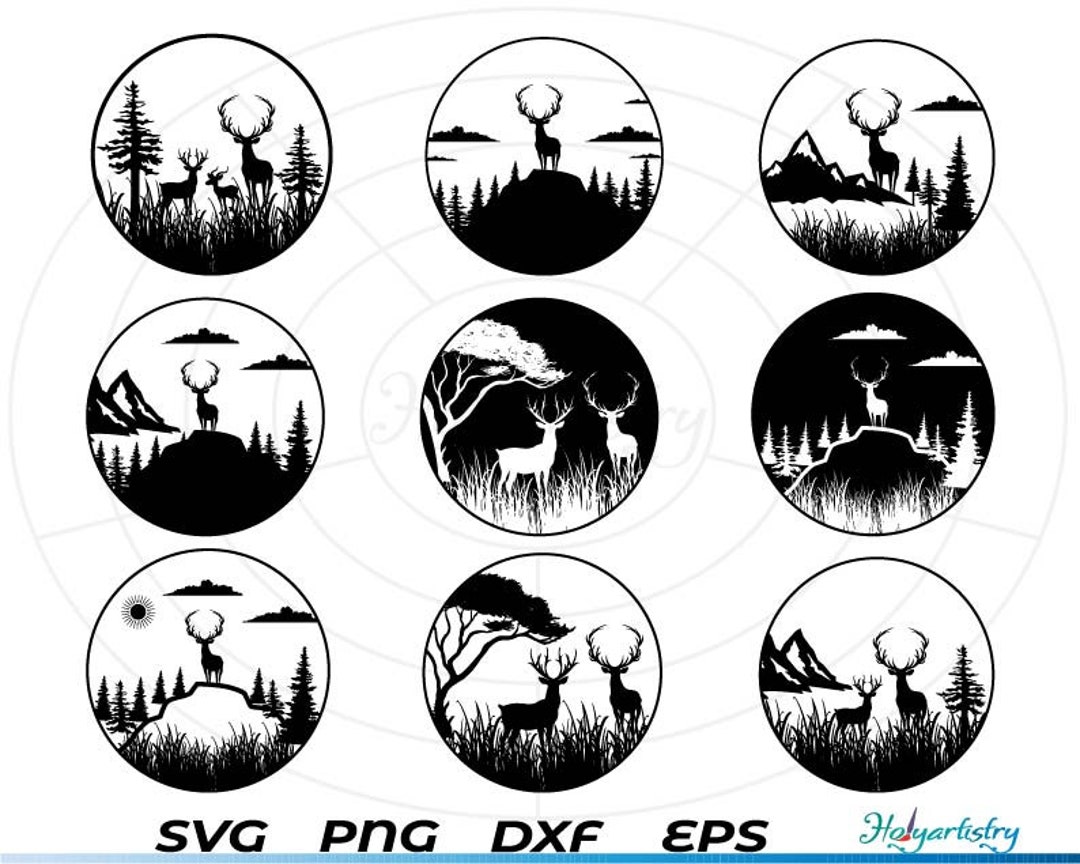 Deer Bundle SVG, Deer Scene Svg, Dear Head SVG, Buck Svg, Lasercut ...