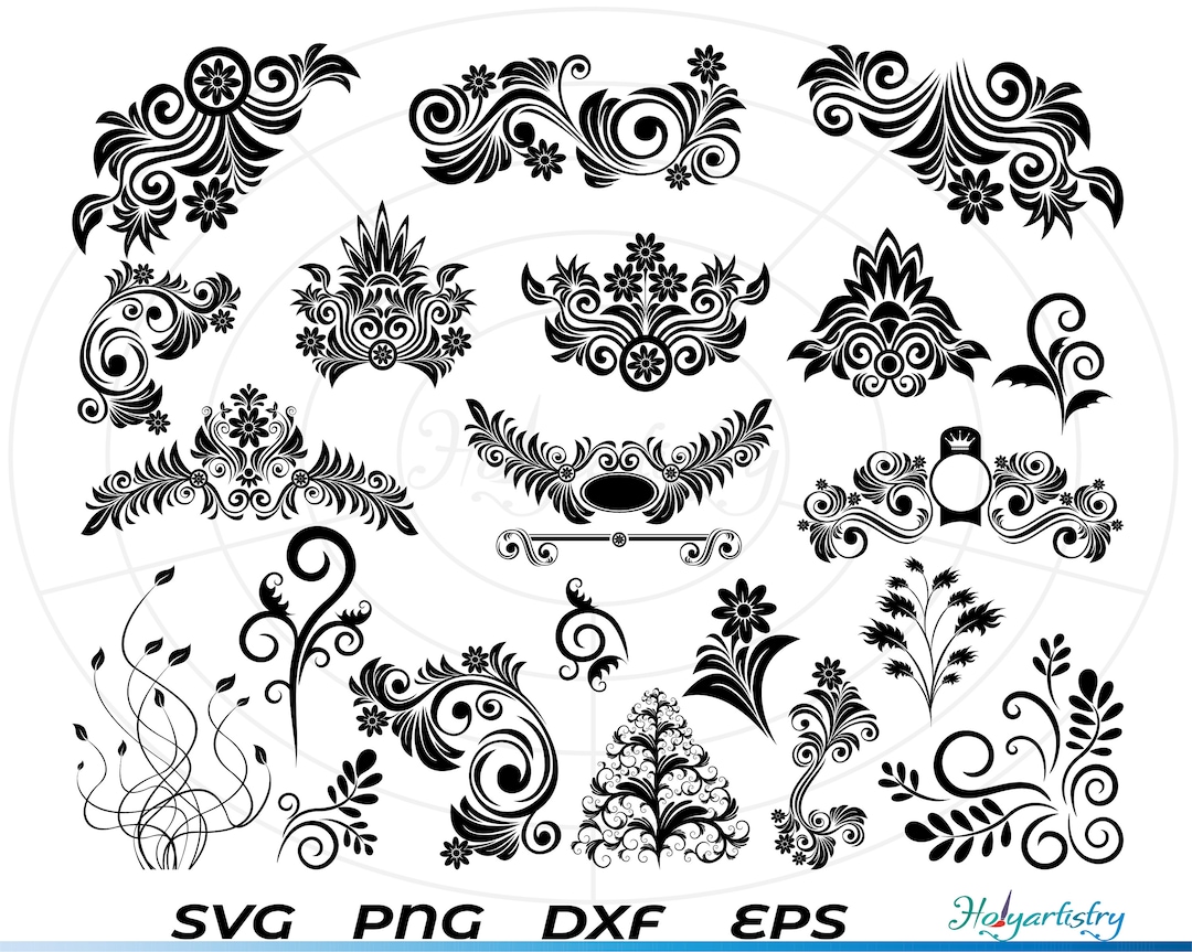 Floral Ornament Svg, Ornament Svg, Ornament Silhouette Svg, Silhouette ...