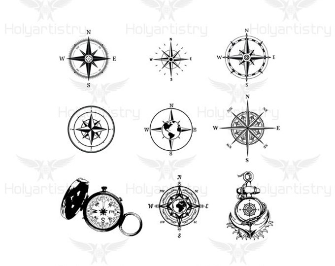Compass SVG Nautical Clipart, Navigation Compass Nautical DXF JPG ...