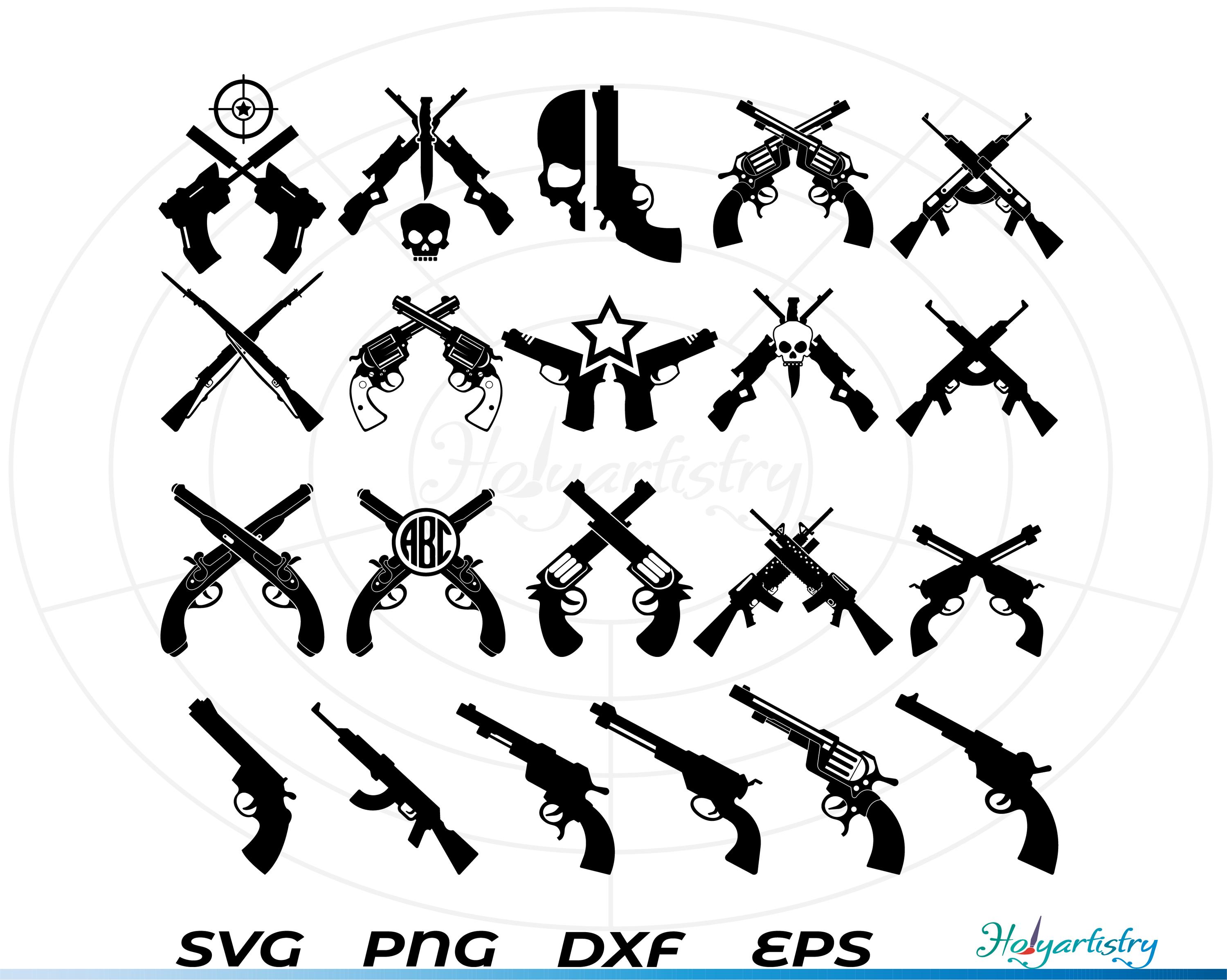 Crossed Pistols Svg Crossed Guns Svg Vector Cut File For Etsy