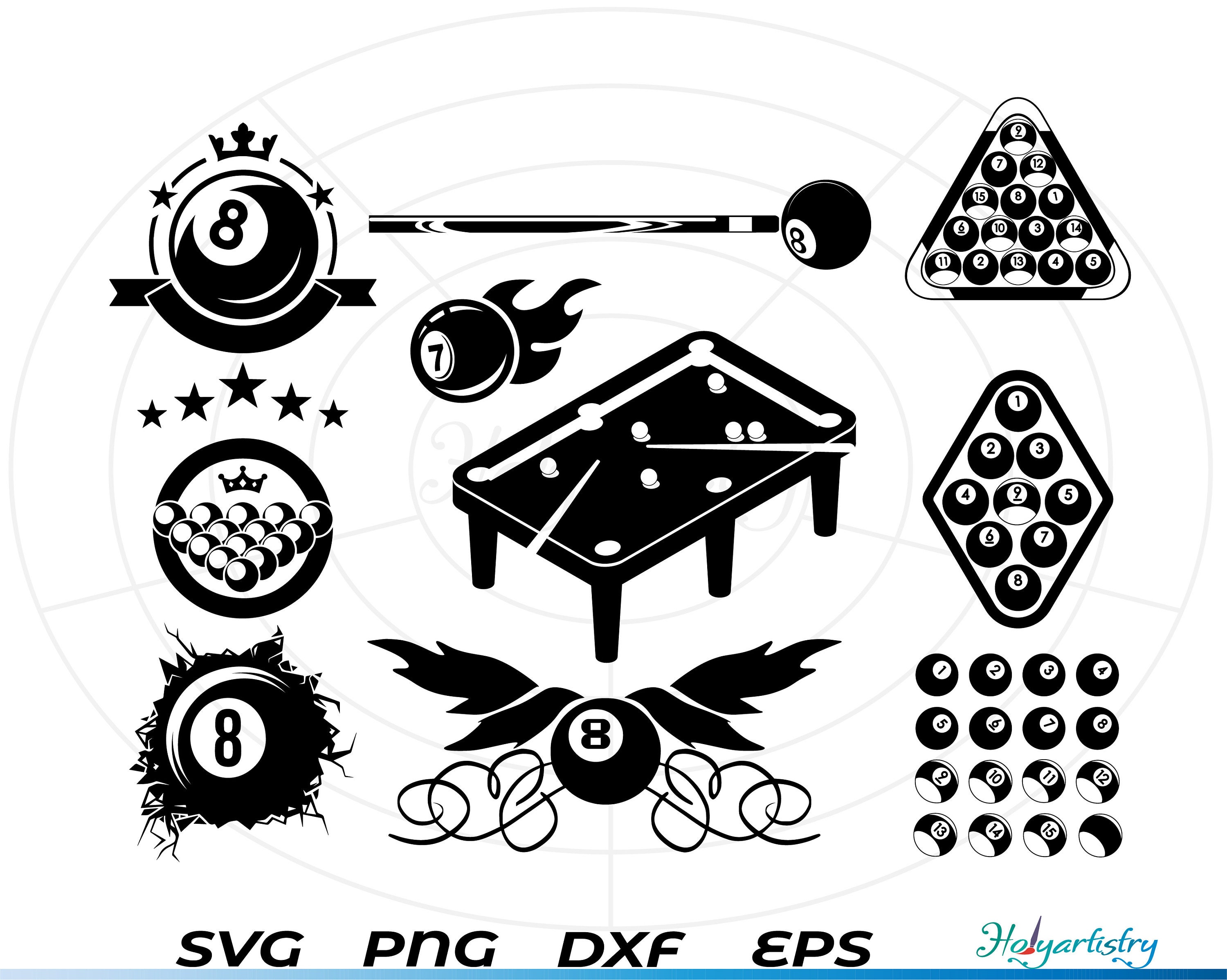 Billiards Svg Bundle, Snooker Svg, Pool Svg, Billiards Clipart ...