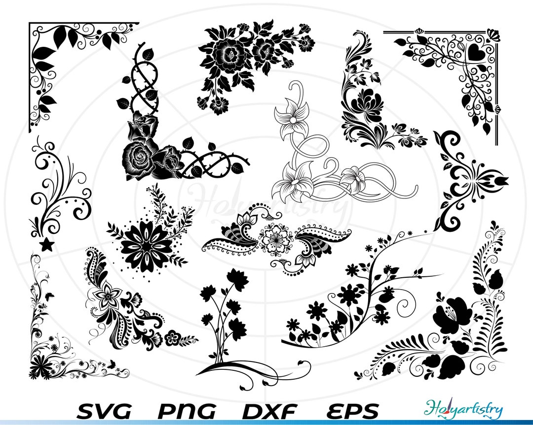 Floral Corner SVG, Corner, Floral Border, Floral, Floral Frame Svg ...