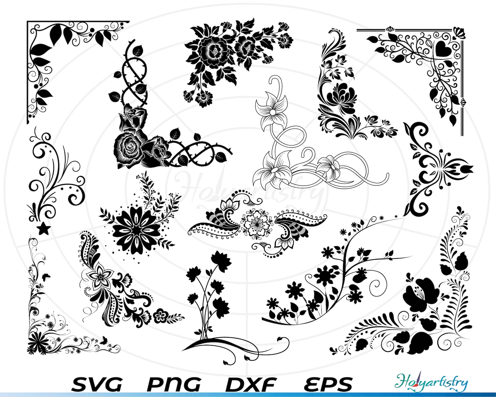Floral Corner SVG, Corner, Floral Border, Floral, Floral Frame Svg ...